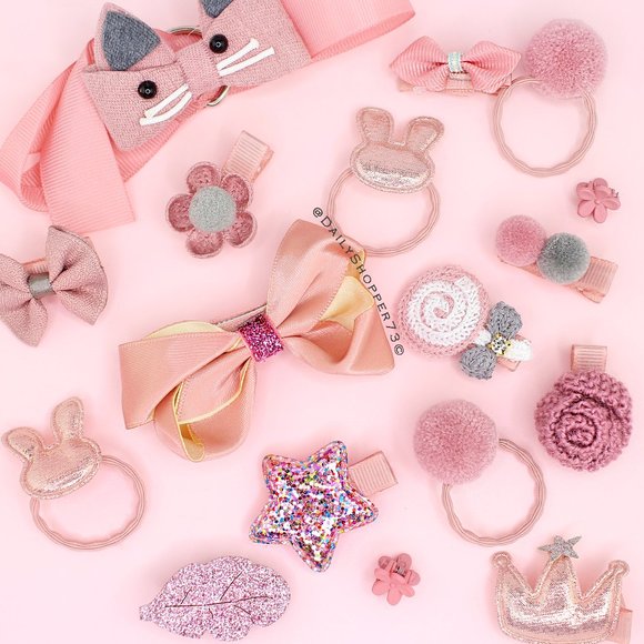 Accessories | Girls Pastel Pink Girls Hair Accessories Set 18 Piece ...